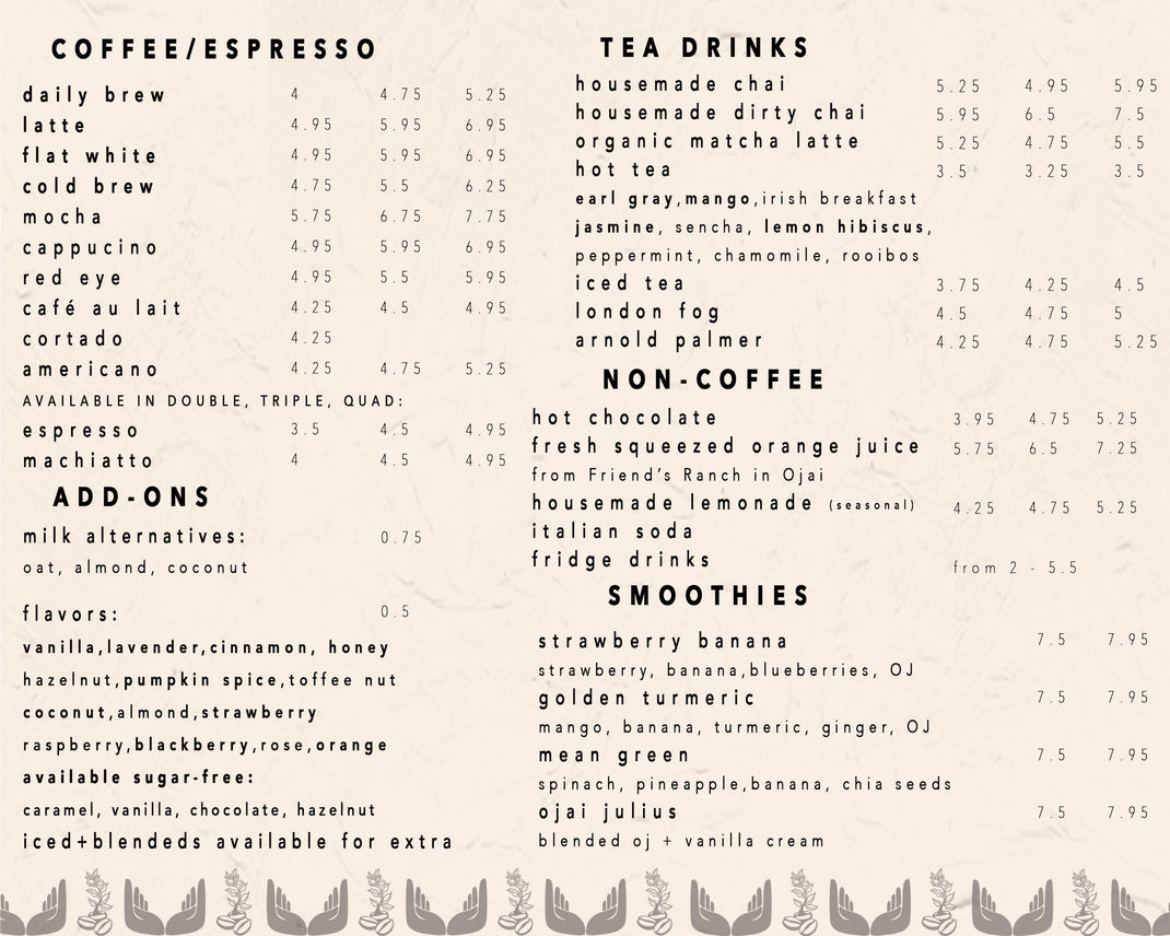 menu – Ojai Coffee Roasters