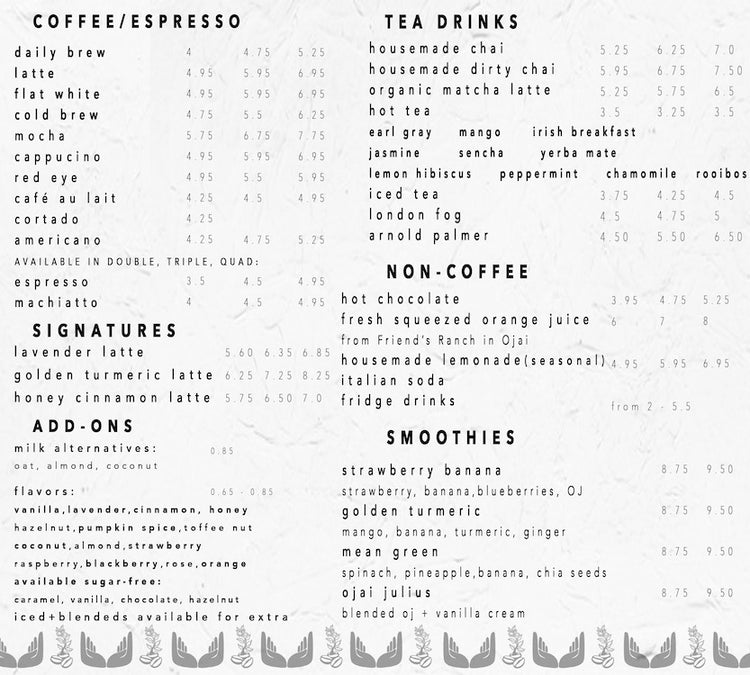 menu – Ojai Coffee Roasters